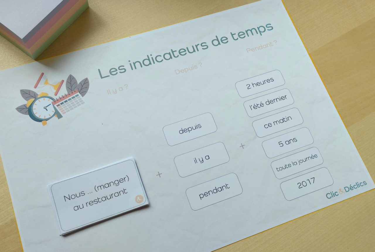 Jeu pédagogique | FLE A2 - Depuis / Pendant / Il y a - Clic & Déclics